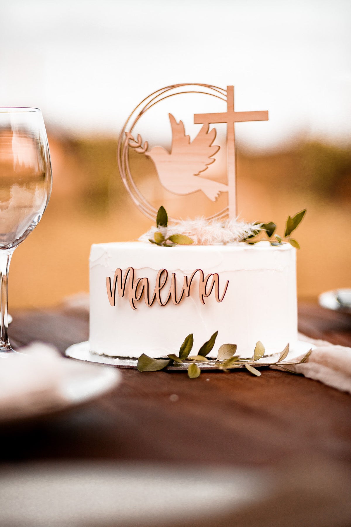 Cake Topper Moderne Taube klassisches Kreuz